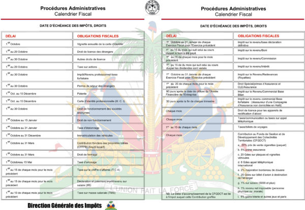 Calendrier Fiscale : Dates clés et échéances fiscaux | DGI - dgi.gouv.ht